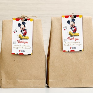 Mickey Mouse Birthday Tag Printable Mickey Thank You Tag Template ...