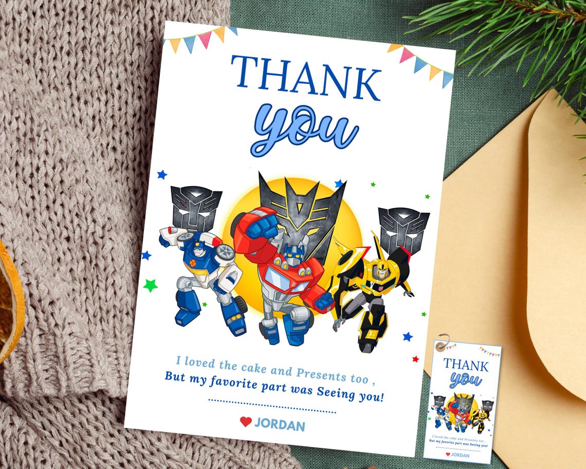Transformers Optimus Prime Thank You Card Printable Transformers Thanks ...