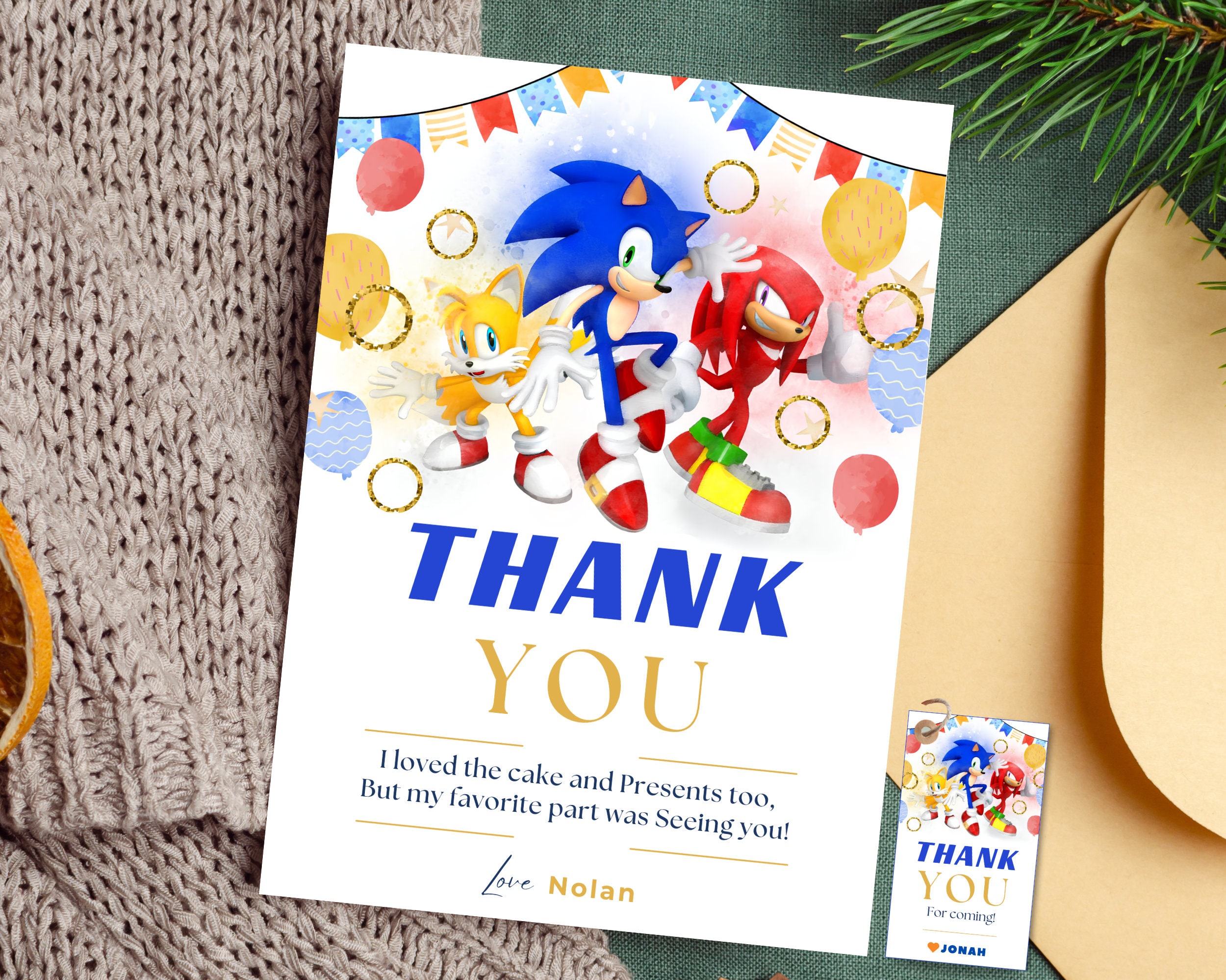 Sonic the Hedgehog Thank You Cards Sonic Thank You Cards for Birthday ...