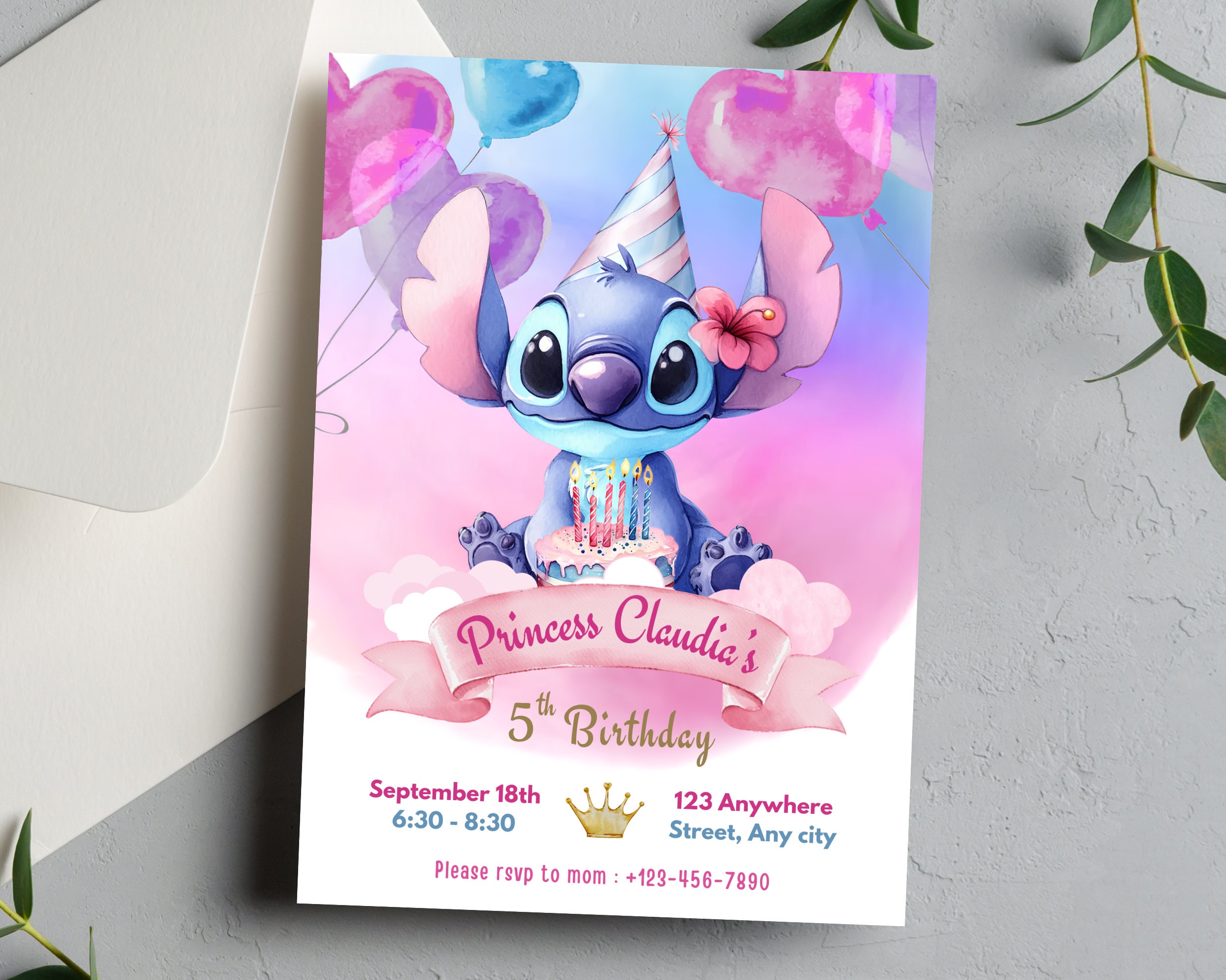 Personalized Stitch Birthday Invite Vibrant Lilo & Stitch Party ...