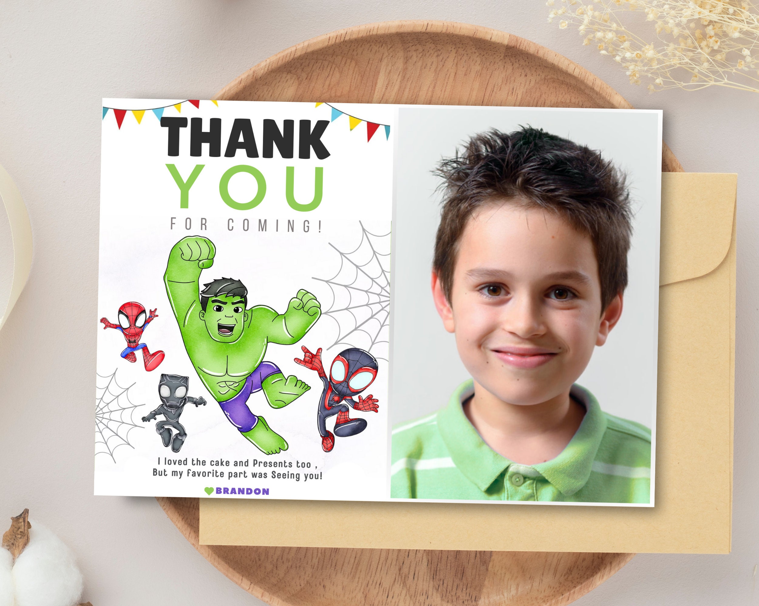 Editable the Incredible Hulk Thank You Card Hulk Thanks Instant ...
