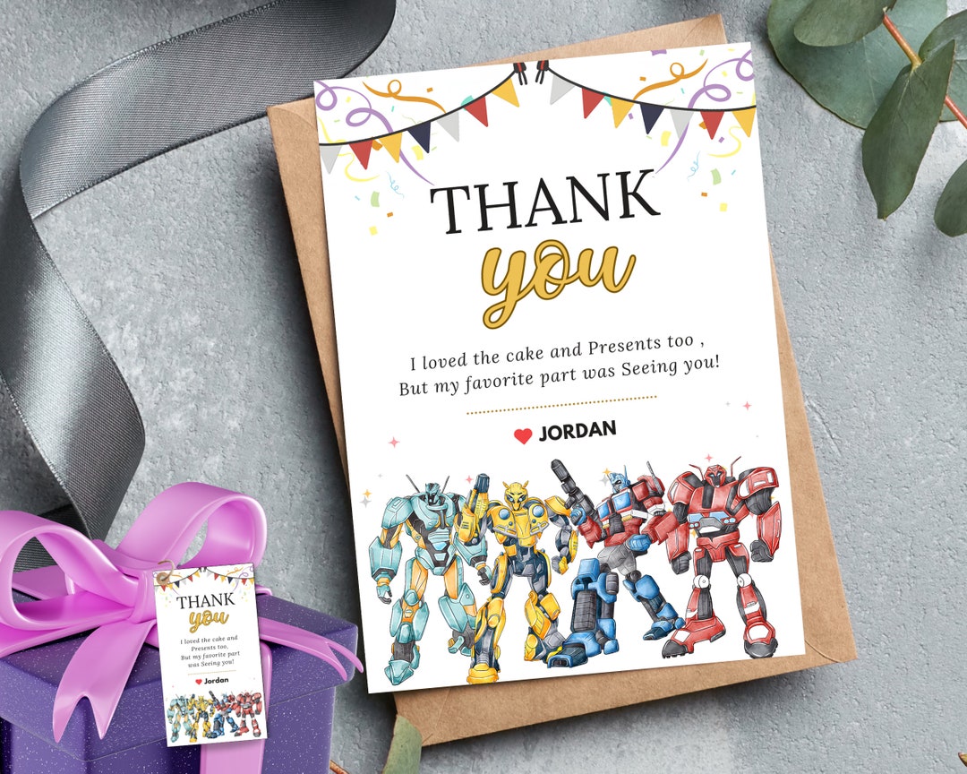 Transformers Thank You Cards Printable Transformers Thank You Notes ...