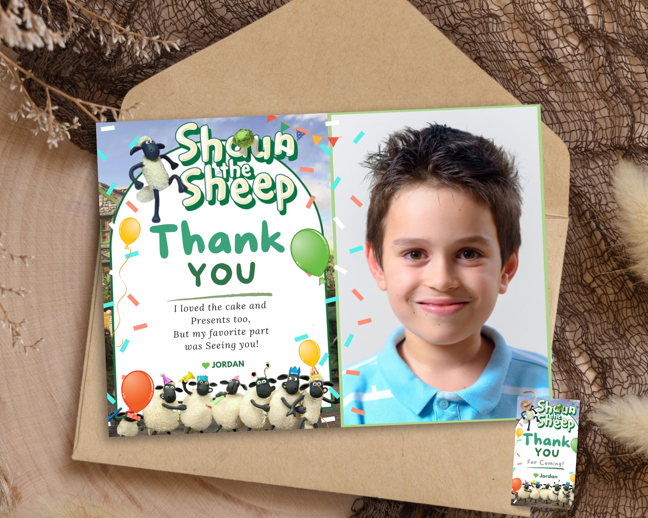 Shaun the Sheep Thank You Photo Card Shaun the Sheep Themed Photo ...