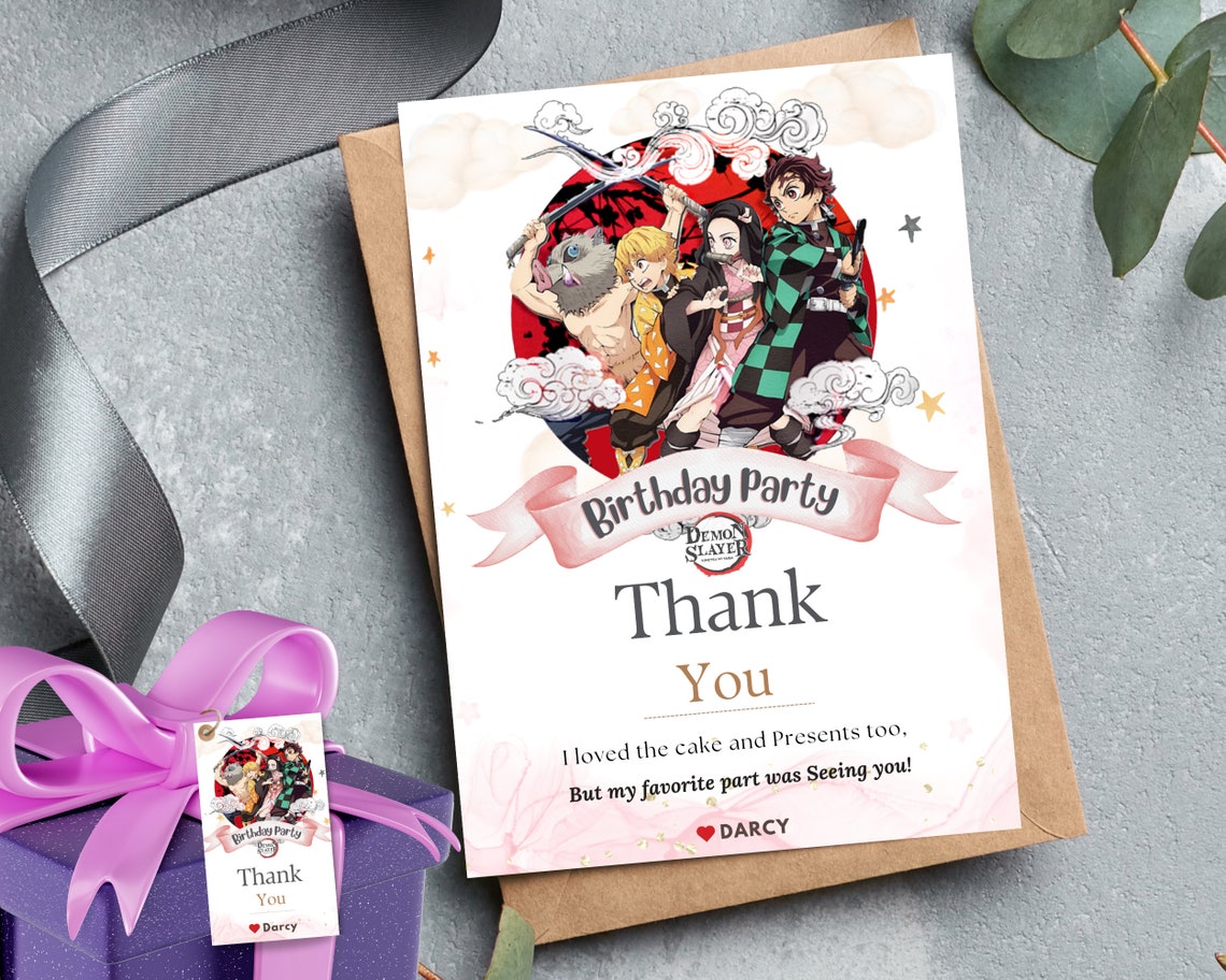 Anime Demon Slayer Thank You Cards Anime Inspired Appreciation Notes ...