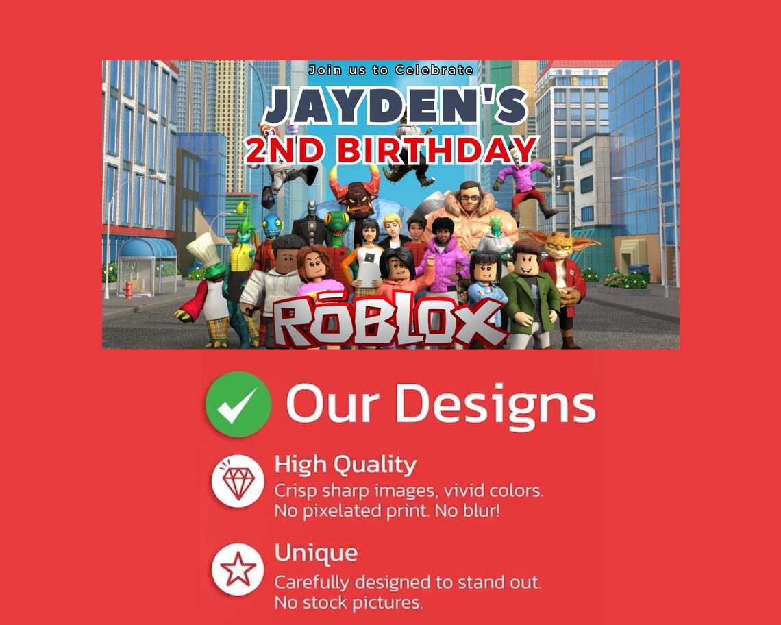 Roblox Banner Roblox Kids Birthday Personalised Banner Personalised ...