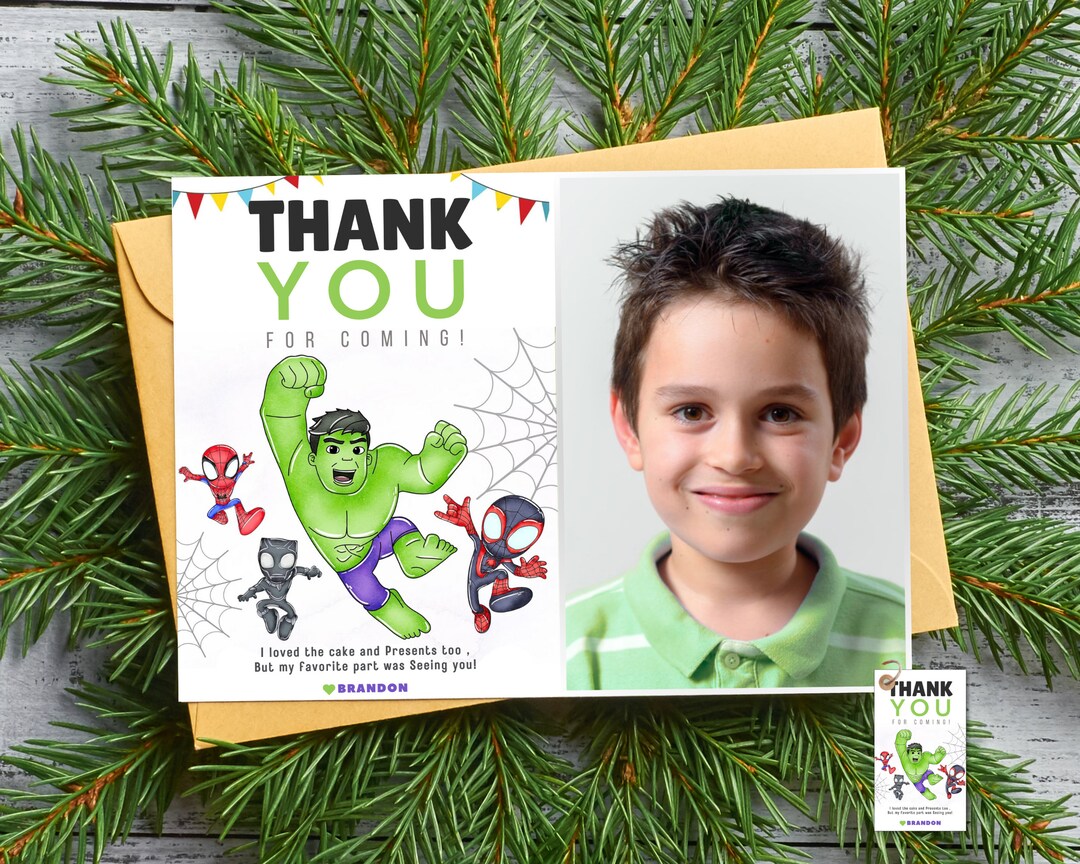 The Incredible Hulk Photo Thank You Card Instant Hulk Thank You Cards ...