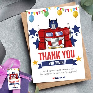 Transformers Optimus Prime Thank You Cards Printable Transformers ...