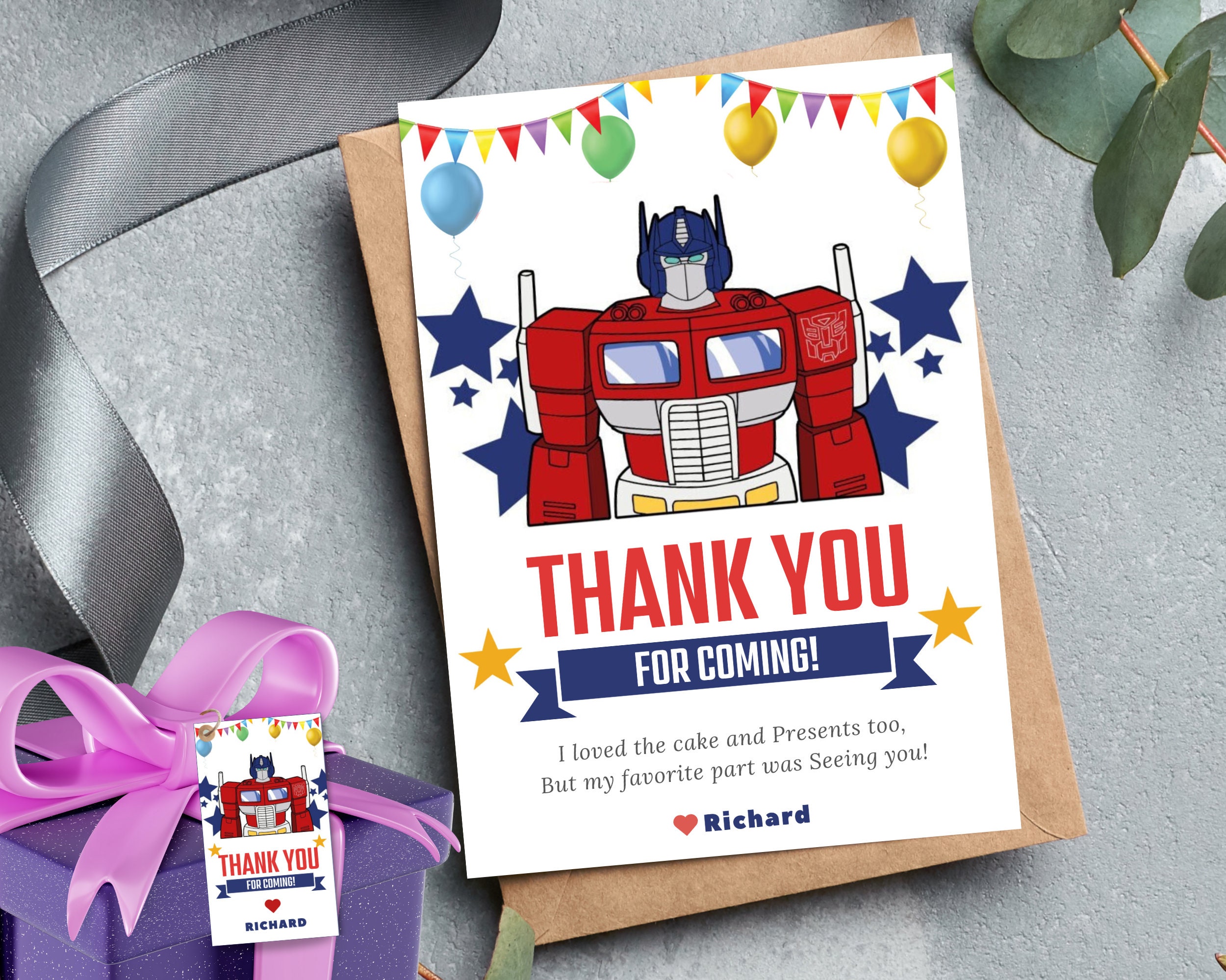 Transformers Optimus Prime Thank You Cards Printable Transformers ...