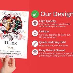Anime Demon Slayer Thank You Cards Anime Inspired Appreciation Notes ...