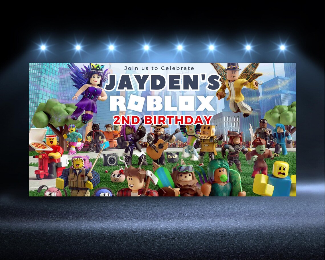 Roblox Banner Roblox Kids Birthday Personalised Banner Personalised ...
