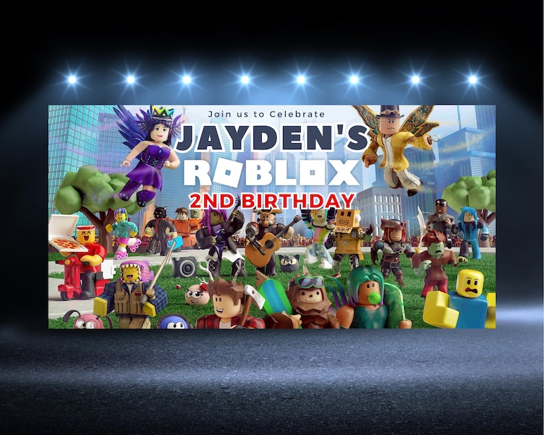 Roblox Banner Roblox Kids Birthday Personalised Banner Personalised ...