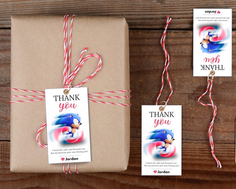 Sonic Themed Thank You Tags Sonic Inspired Thank You Tags Blue Hedgehog ...