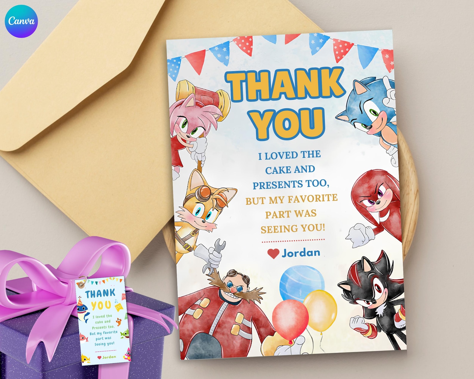 Super Sonic Thank You Card Instant Download Sonic the HEDGEHOG Thank ...
