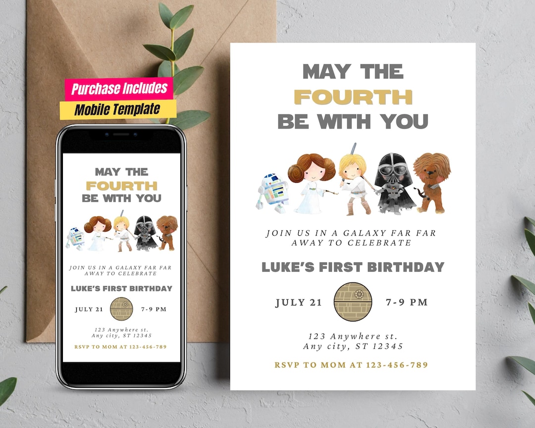 Custom Star Wars Birthday Invitation May the Fourth Be With You ...