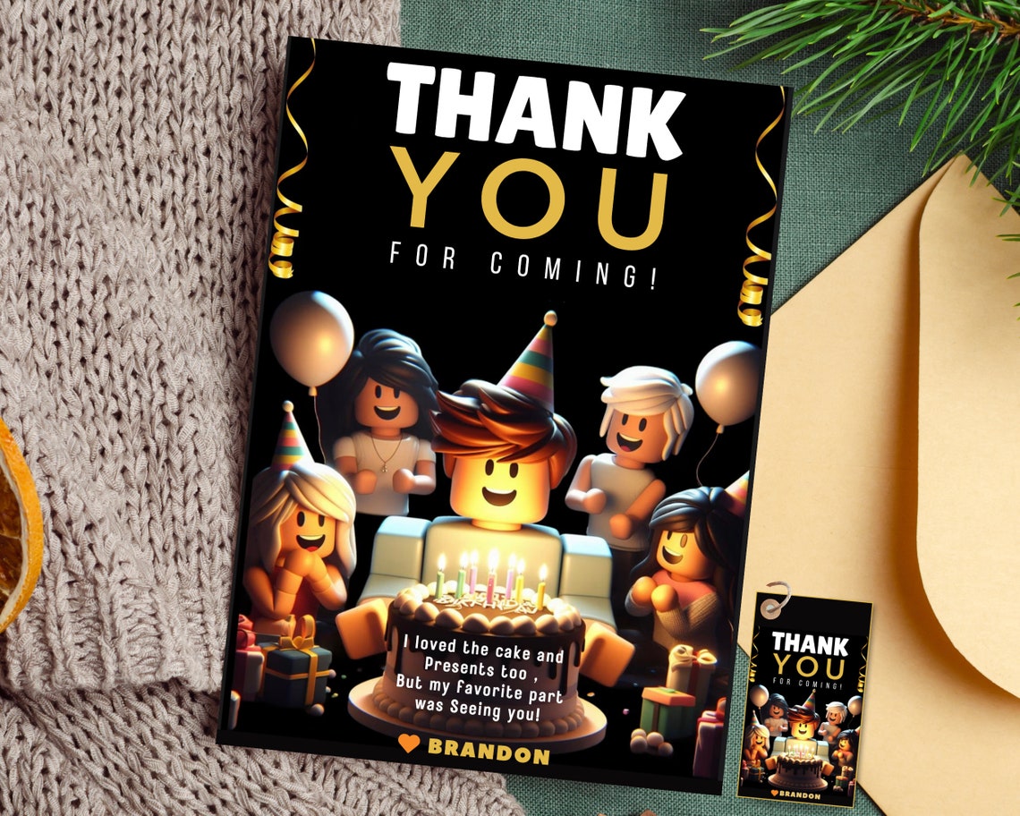 Roblox Themed Thank You Cards Roblox Gamer Appreciation Cards Roblox ...