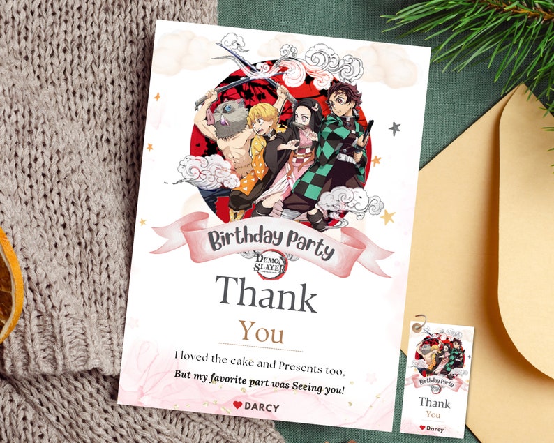 Anime Demon Slayer Thank You Cards Anime Inspired Appreciation Notes ...