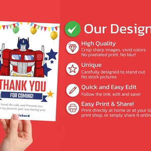 Transformers Optimus Prime Thank You Cards Printable Transformers ...
