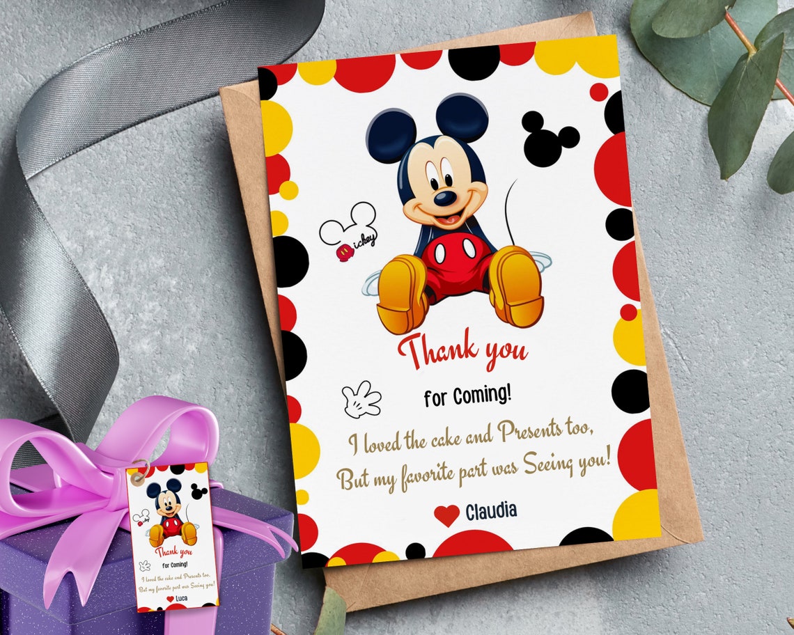 Mickey Mouse Thank You Photo Card Mickey Mouse Appreciation Image ...
