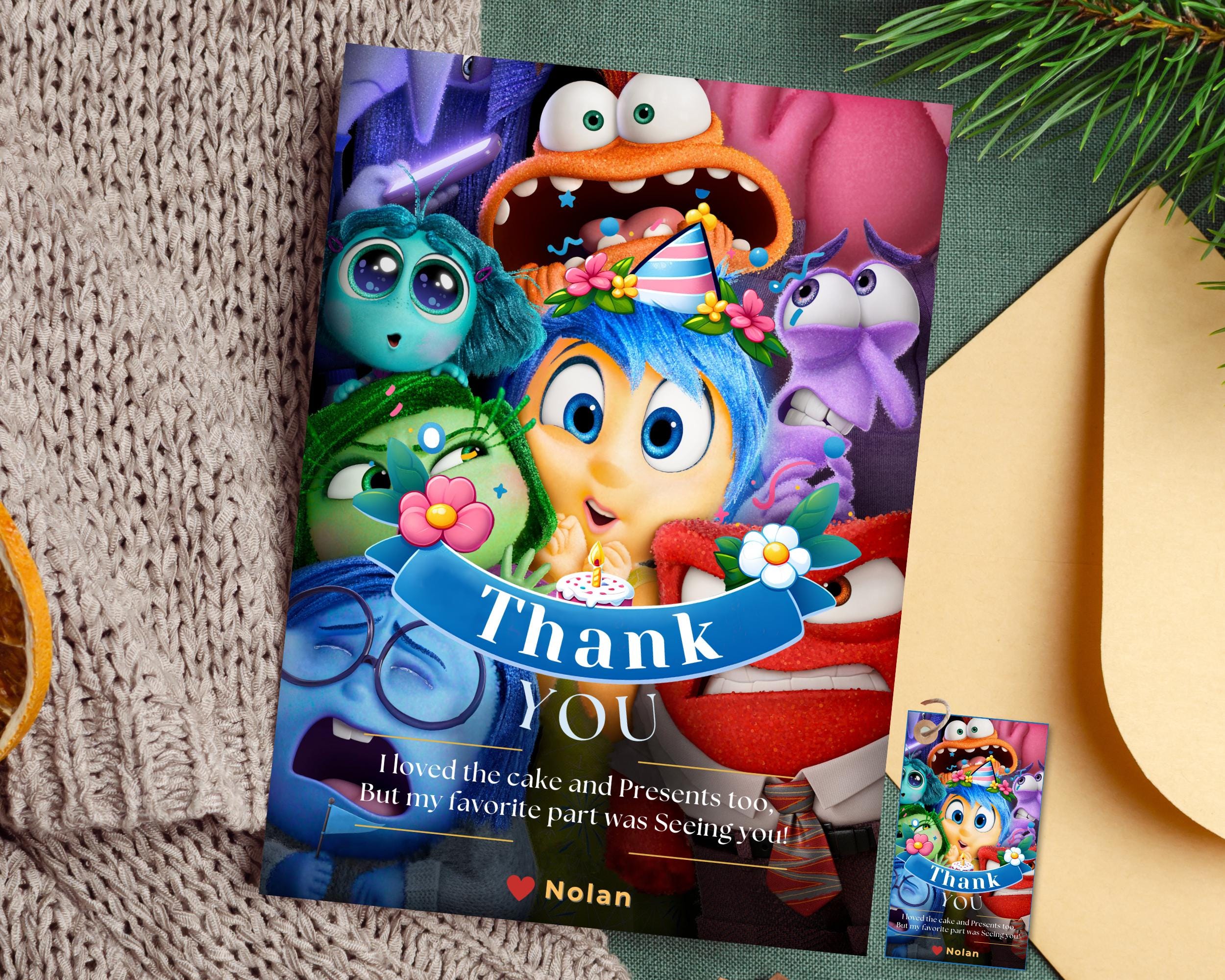 Buy Editable Inside Out Thank You Card Inside Out 2 Thank You Birthday ...