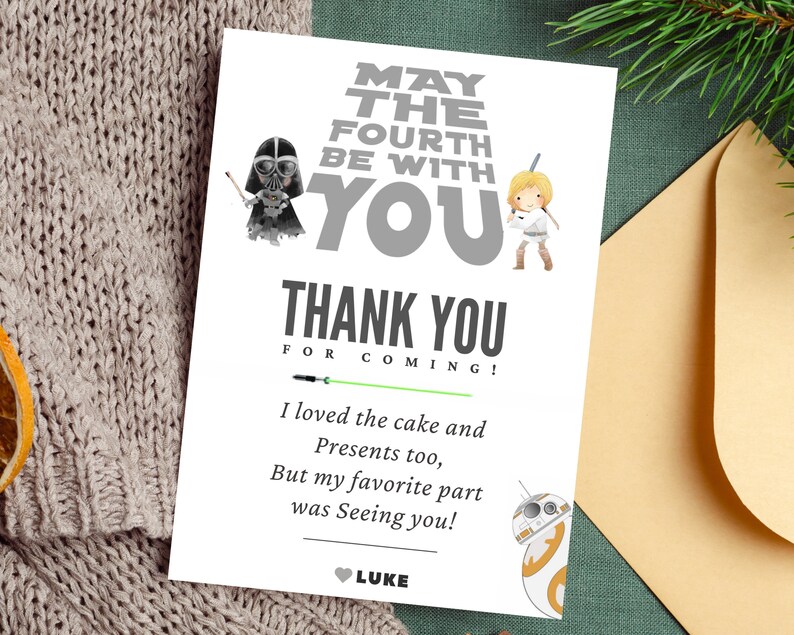 Star Wars Thank You Photo Card May the 4th Be With You Gratitude Notes ...