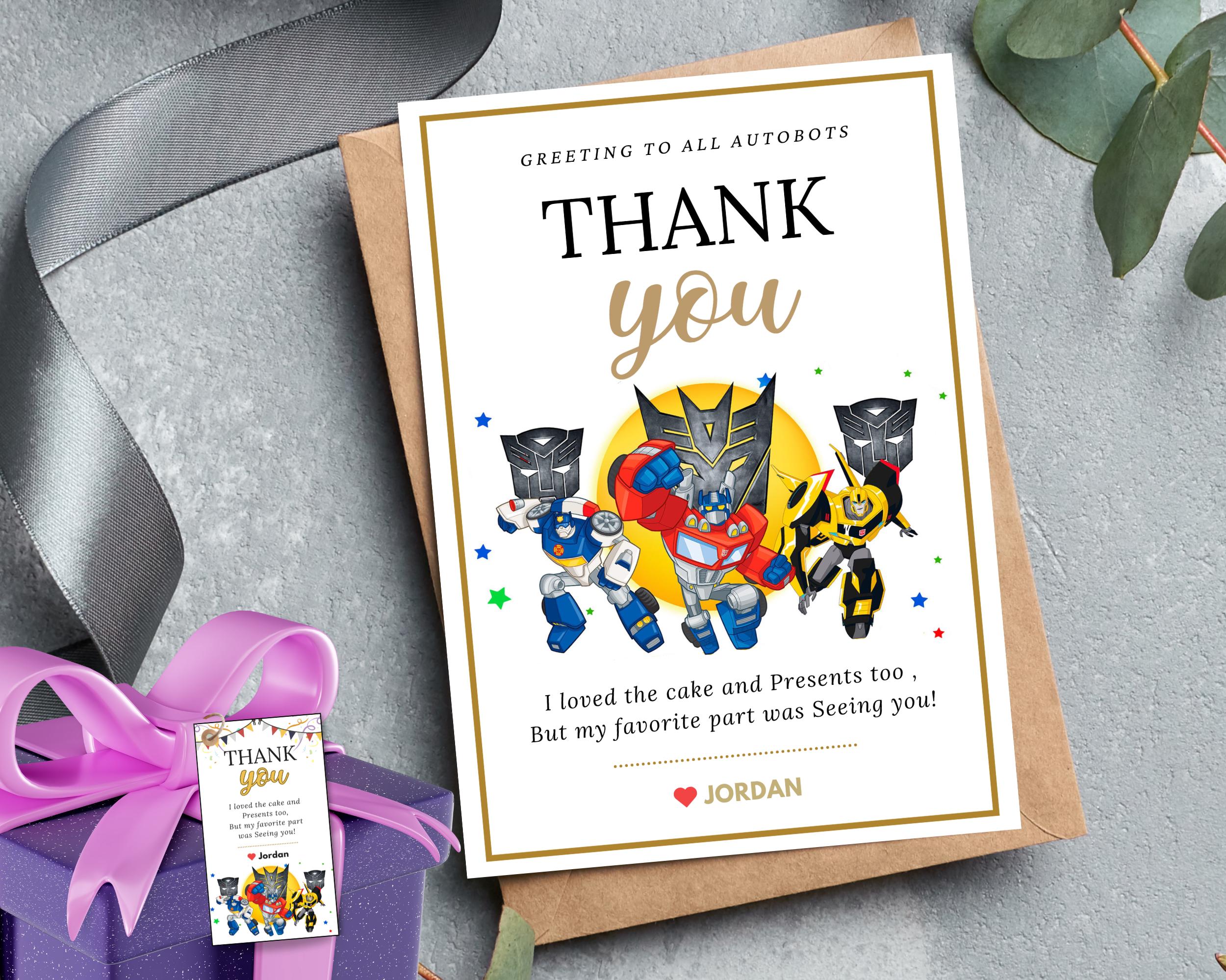 Transformers Birthday Tag Printable Transformers Thank You Tag Template ...