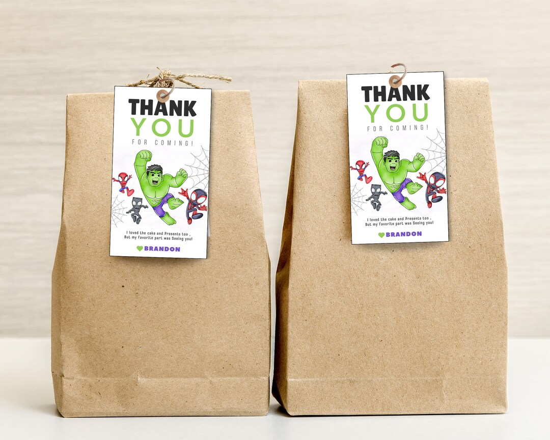 The Incredible Hulk Birthday Tag Printable Hulk Thank You Tag Template ...