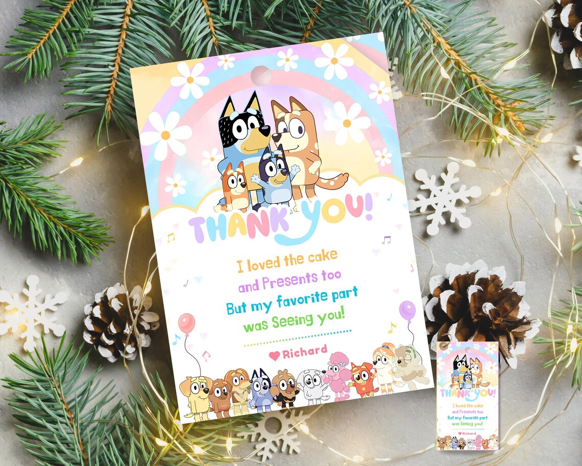 Blue Dog Thank You Cards Cute Cartoon Appreciation Notes Blue Inspired ...