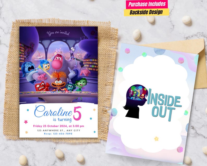Inside Out 2 Invitation With Photo Inside Out Birthday Photo Invite ...