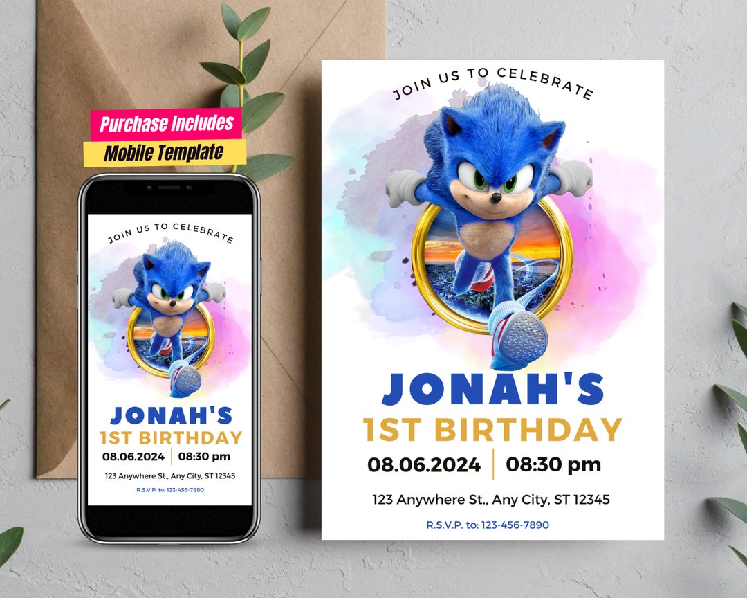 Printable Sonic Birthday Invitation, Editable Awesome Sonic Party ...