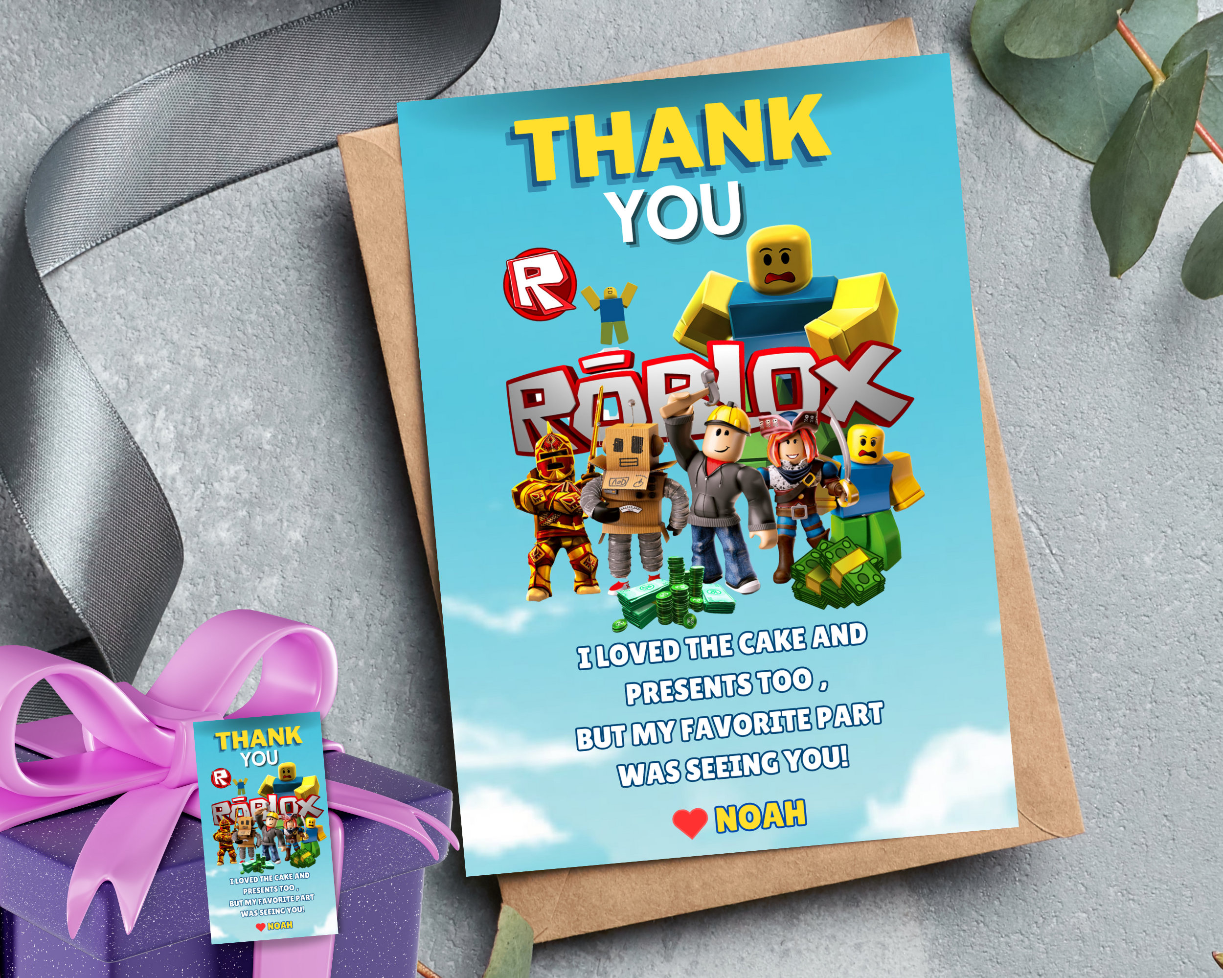 Roblox Thank You Cards Personalised Roblox Thankyou for Coming to My ...
