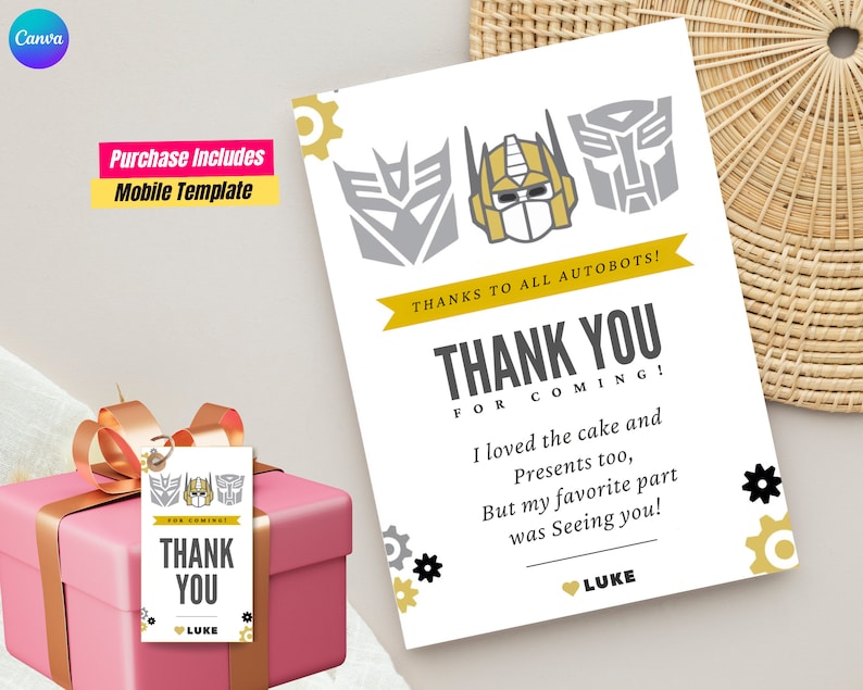 Transformers Optimus Prime Thank You Tag Transformers Gift Tags Autobot ...