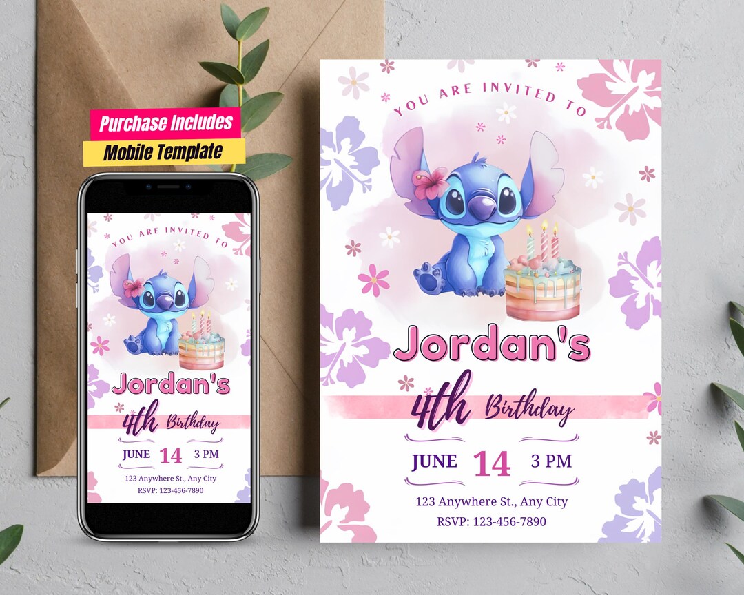 Stitch Invitation Stitch Birthday Invitation Lilo and Stitch Invite ...