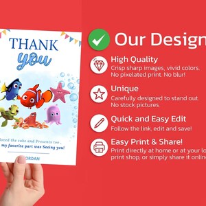 Finding Nemo Thank You Photo Card Underwater Theme Thank You Card With ...