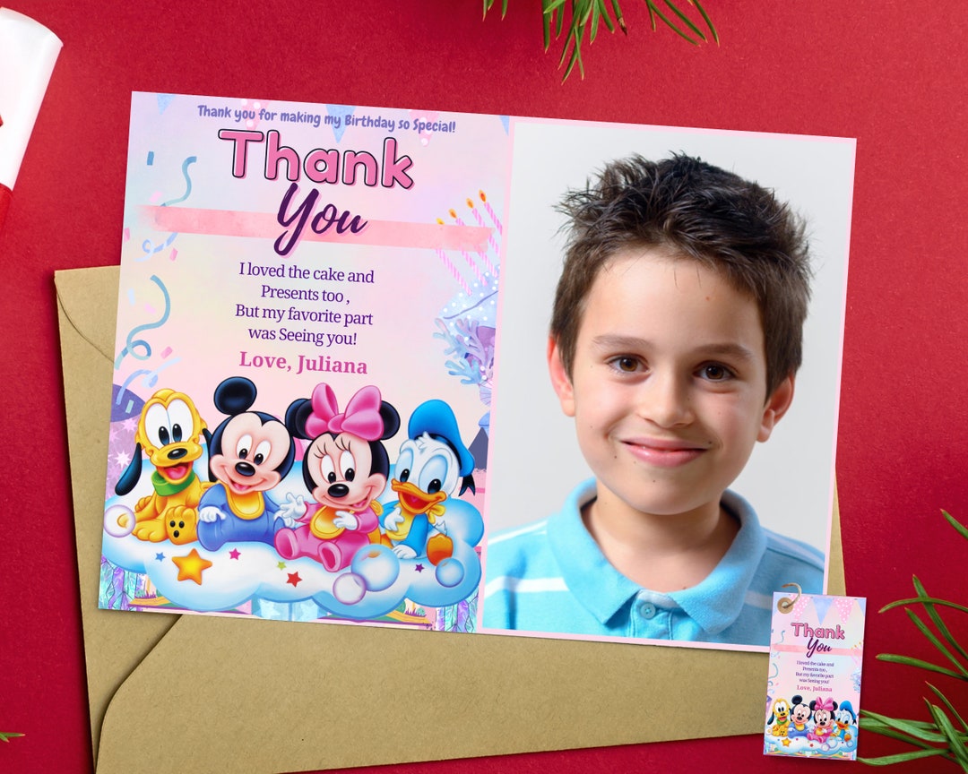 Mickey Mouse Thank You Photo Card Mickey Mouse Appreciation Image ...