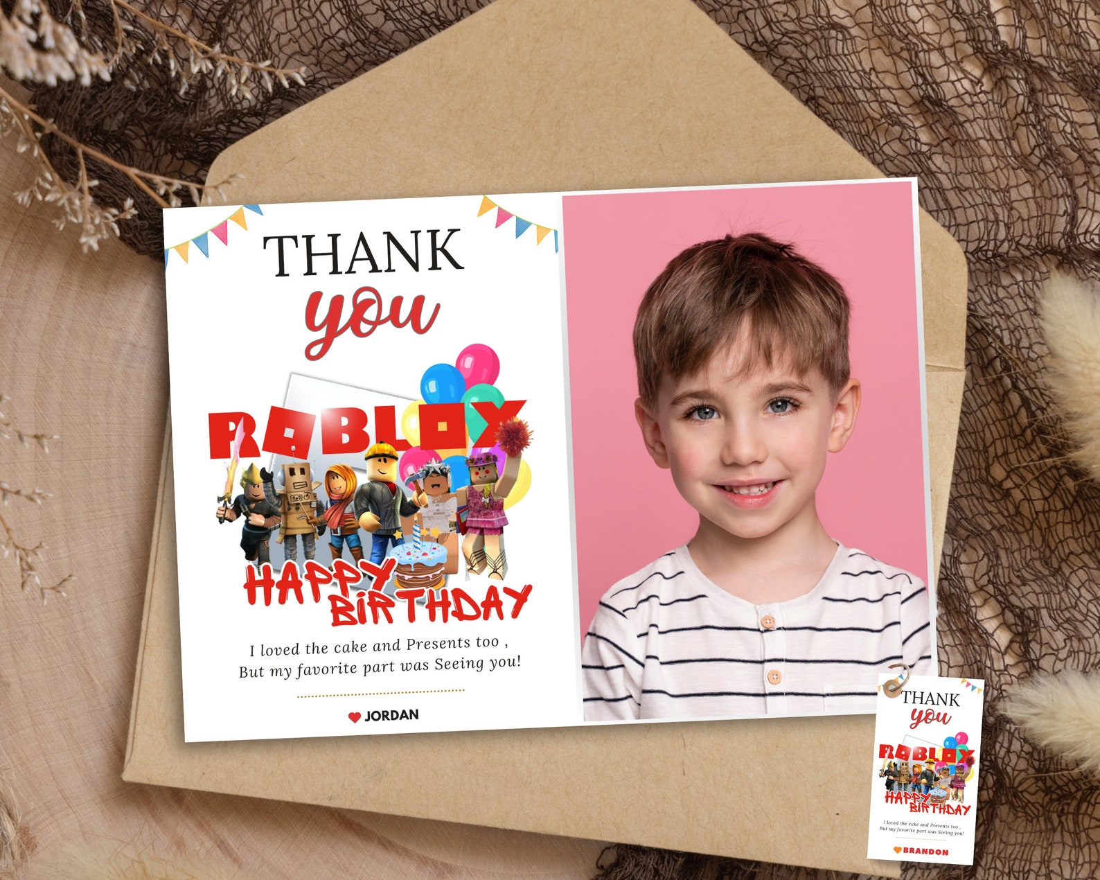 Roblox Birthday Tag Printable Roblox Thank You Tag Template Printed ...