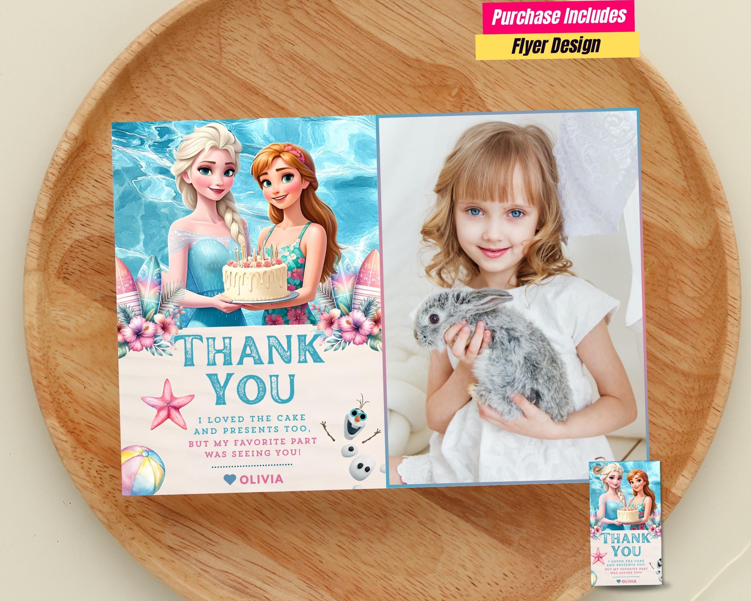 Frozen Thank You Photo Card Princess Elsa Girl Evite Frozen Birthday ...