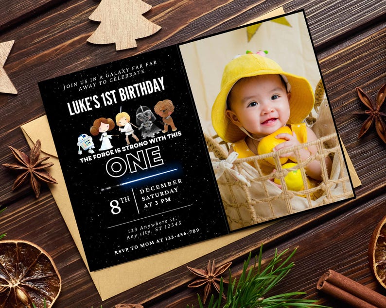 Star Wars Party Invitation With Photo Starwars the Force is Strong With ...