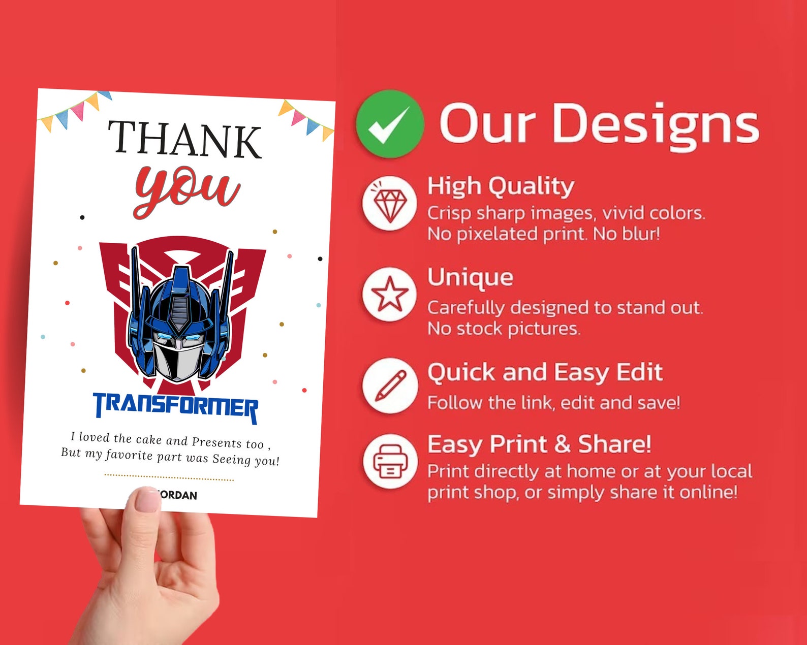 Transformers Birthday Tag Printable Transformers Thank You Tag Template ...