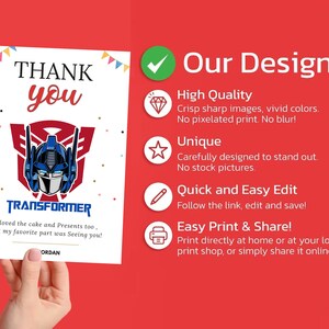 Transformers Birthday Tag Printable Transformers Thank You Tag Template ...