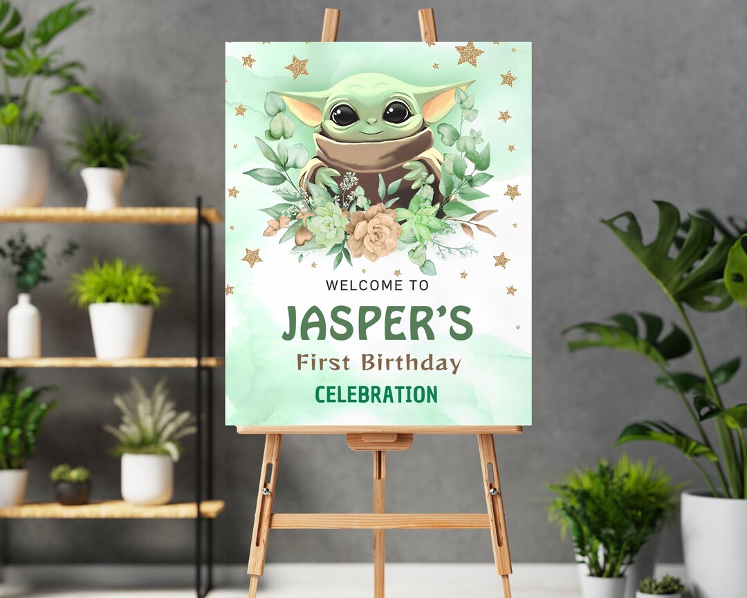 The Mandalorian Star Wars Grogu Welcome Birthday Sign Mandalorian Grogu ...