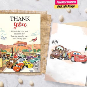 Editable Cars Birthday Party Thank You Tag Cars Lightning Birthday Gift ...