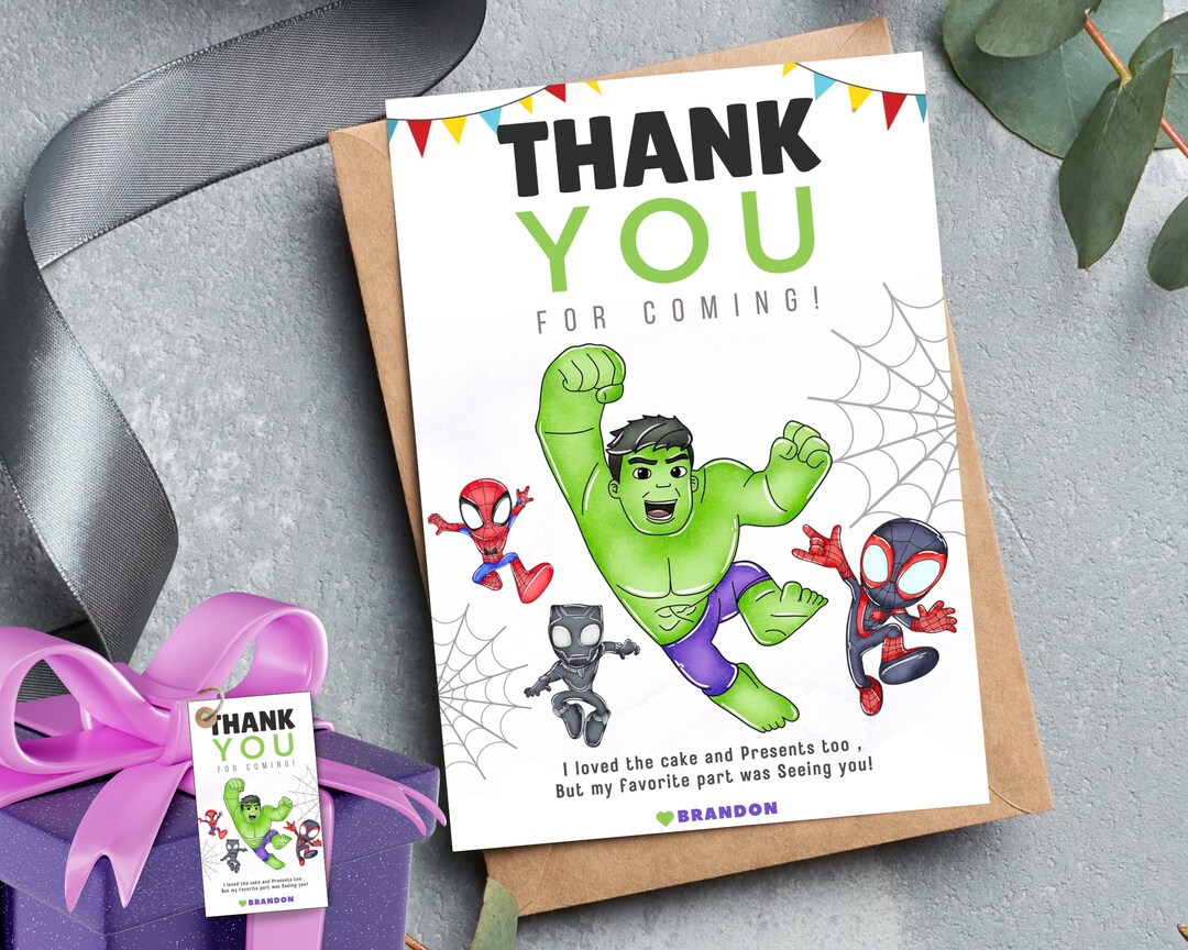 Editable the Incredible Hulk Thank You Card Hulk Thanks Instant ...