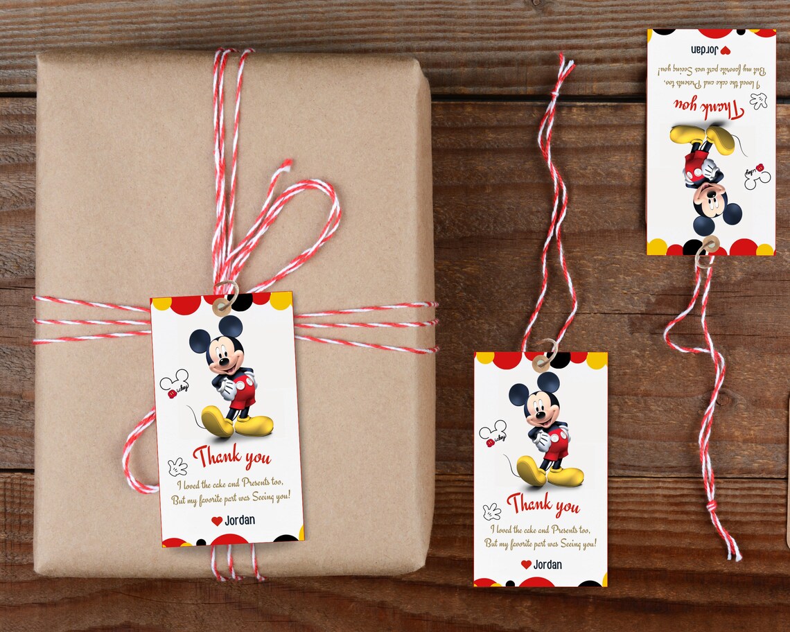 Mickey Mouse Birthday Tag Printable Mickey Thank You Tag Template ...