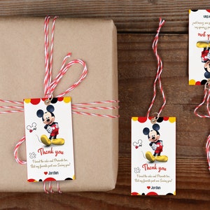 Mickey Mouse Birthday Tag Printable Mickey Thank You Tag Template ...