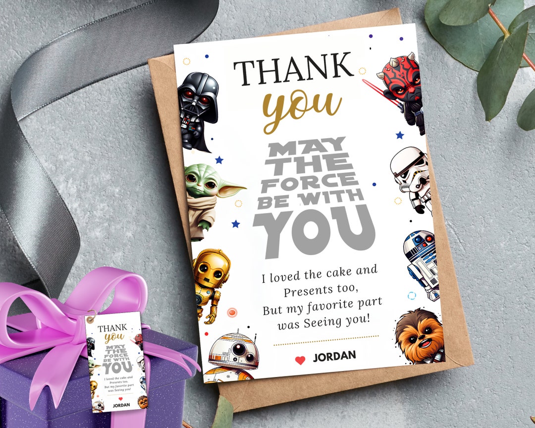 Star Wars Thank You Cards Personalised Star Wars Thankyou for Coming to ...