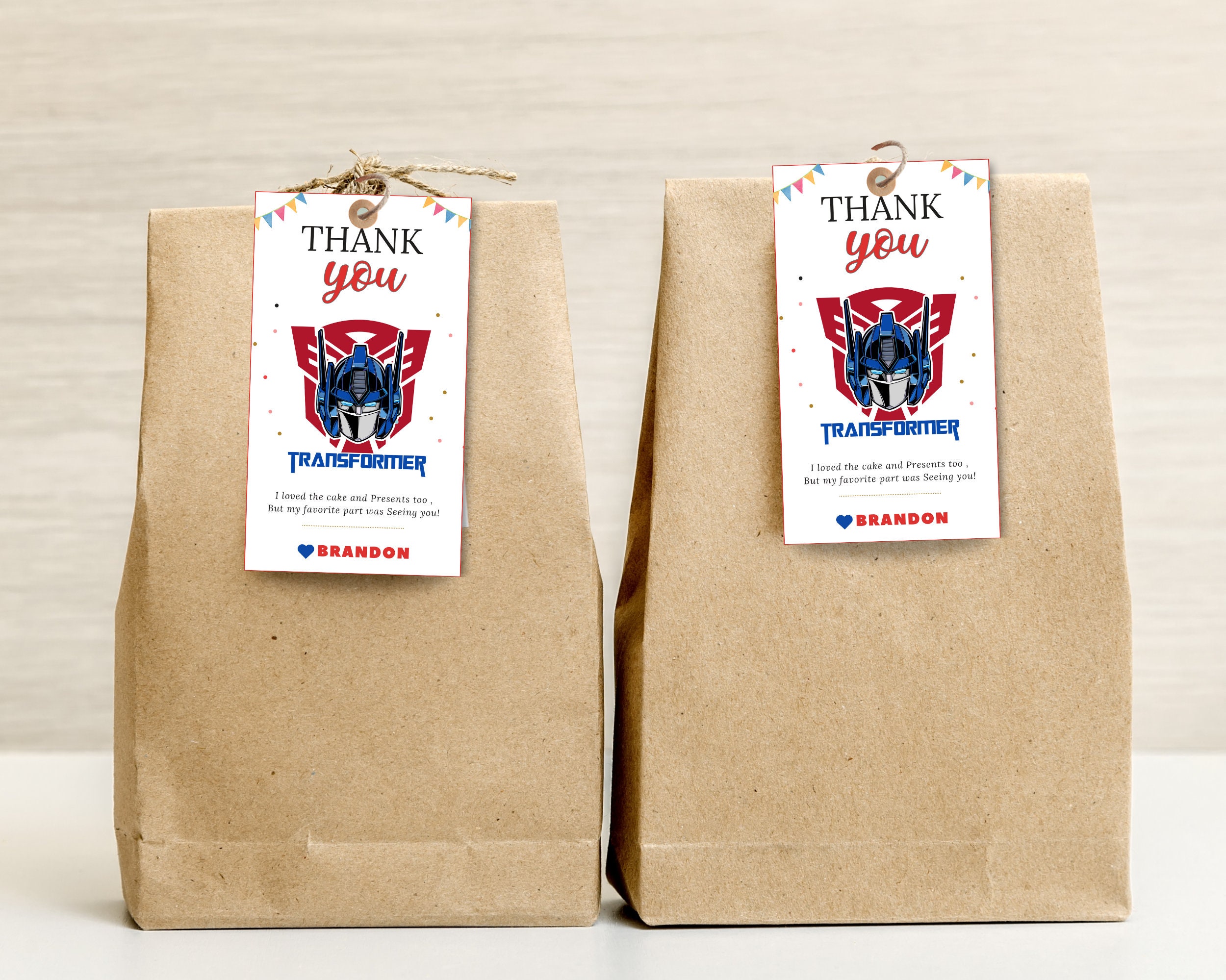 Transformers Birthday Tag Printable Transformers Thank You Tag Template ...
