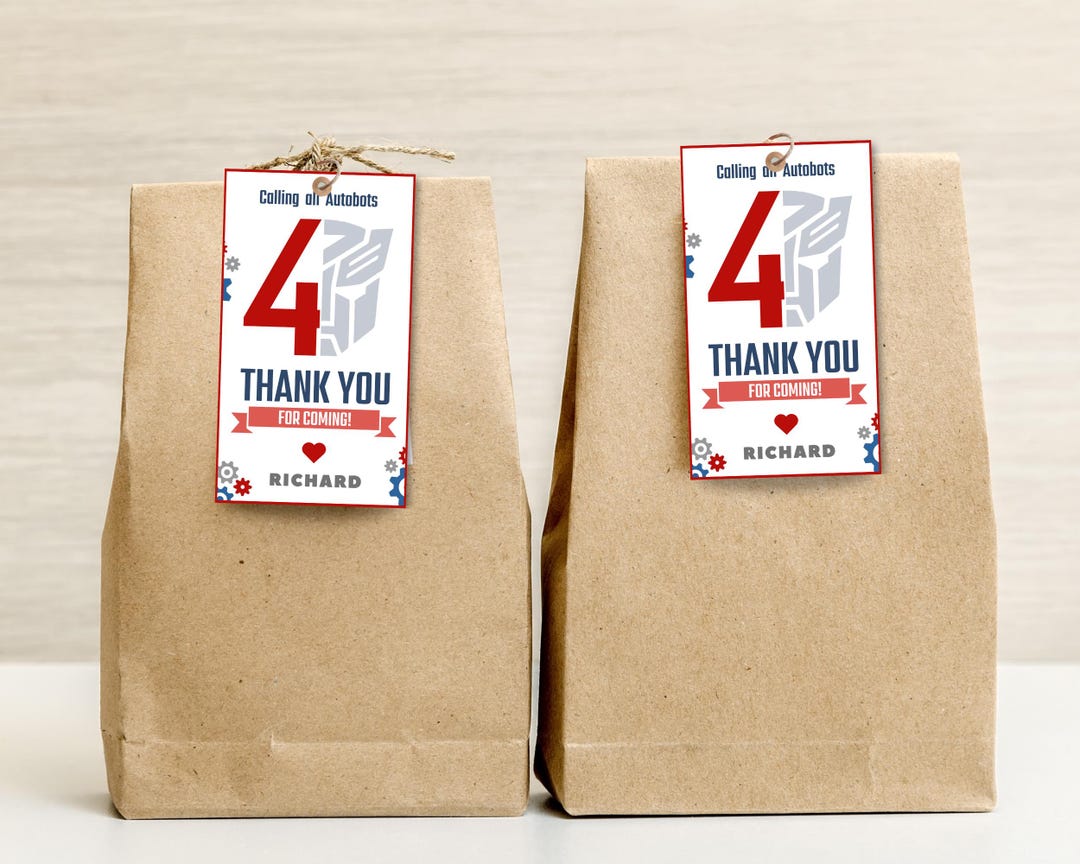 Transformers Optimus Prime Thank You Tag Transformers Gift Tags Autobot ...
