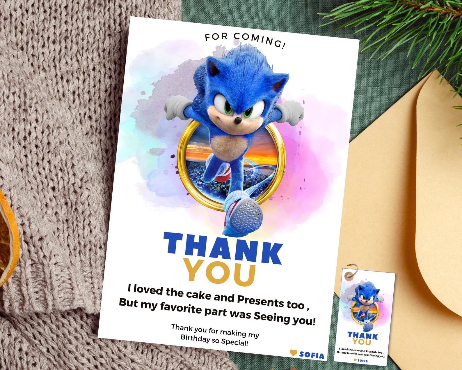 Gamer Gift Tag Sonic Thank You Tag Instant Download Sonic the HEDGEHOG ...