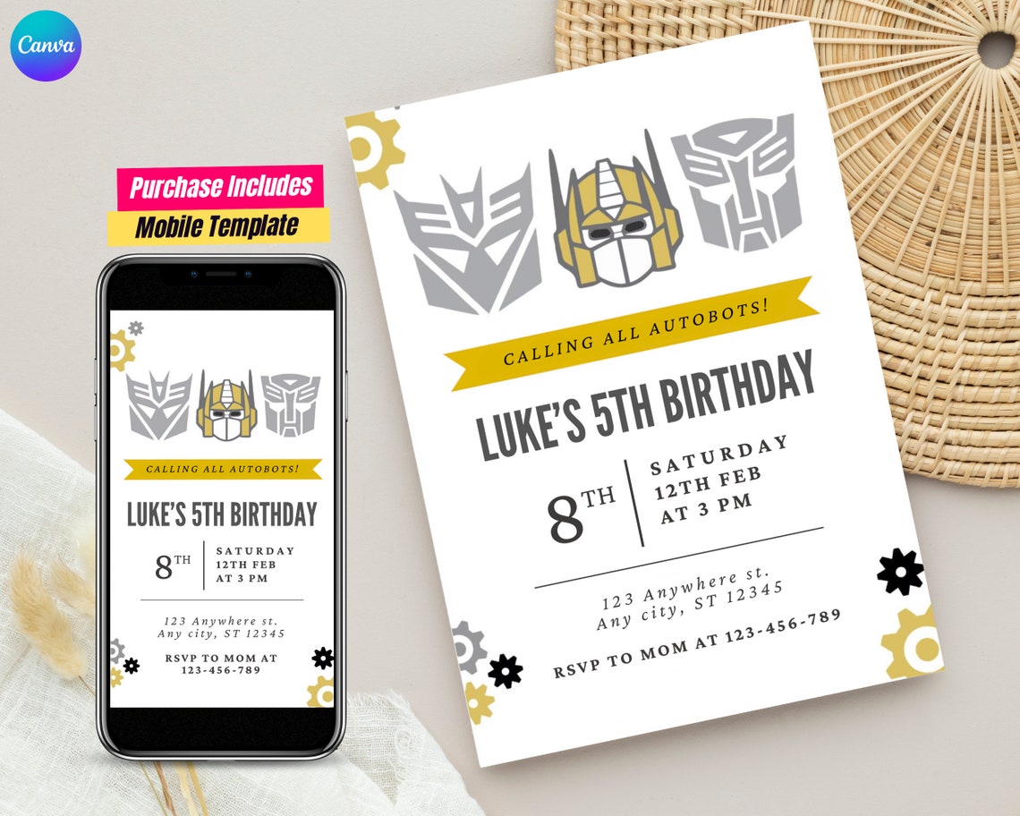 Transformers Birthday Invitation Transformers Invite With Photo Fun ...
