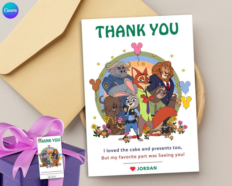 Zootopia 2 Theme Tag Zootopia Birthday Party Label Zootopia 2 Thank You ...